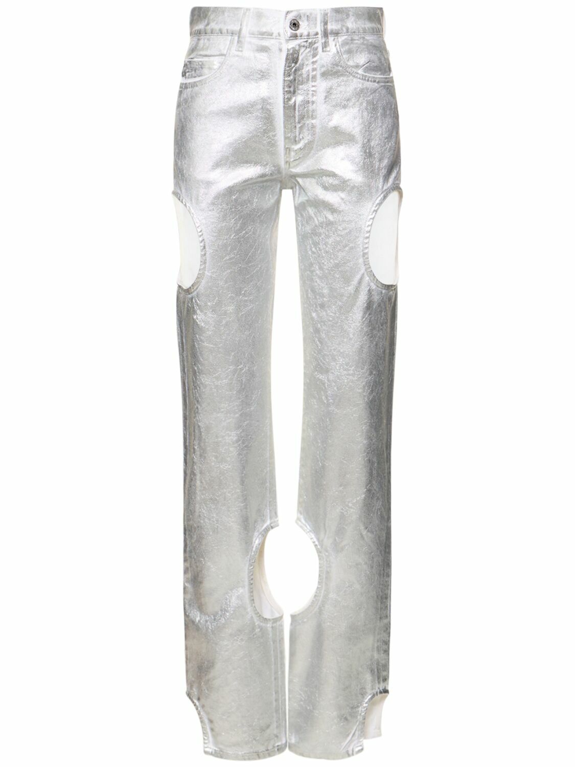 OFF-WHITE Meteor Laminated Cotton Denim Jeans Off-White