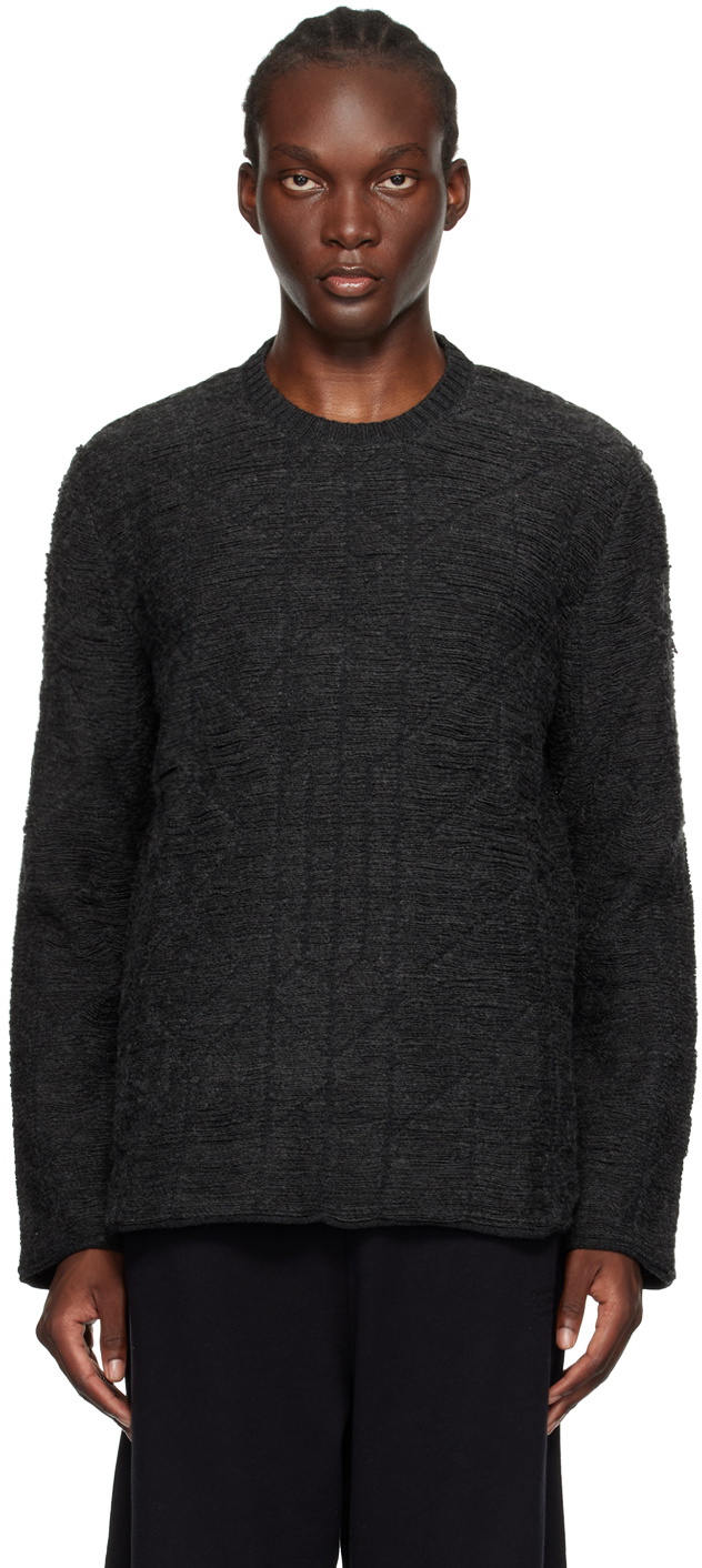 MM6 Maison Margiela Gray Laddered Sweater MM6 Maison Margiela