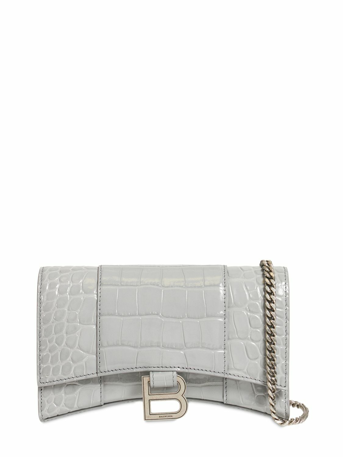 BALENCIAGA - Hourglass Embossed Leather Chain Wallet Balenciaga