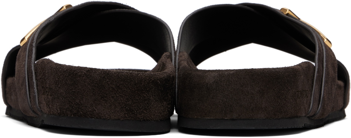 TOM FORD Brown Suede Wicklow T Slides TOM FORD