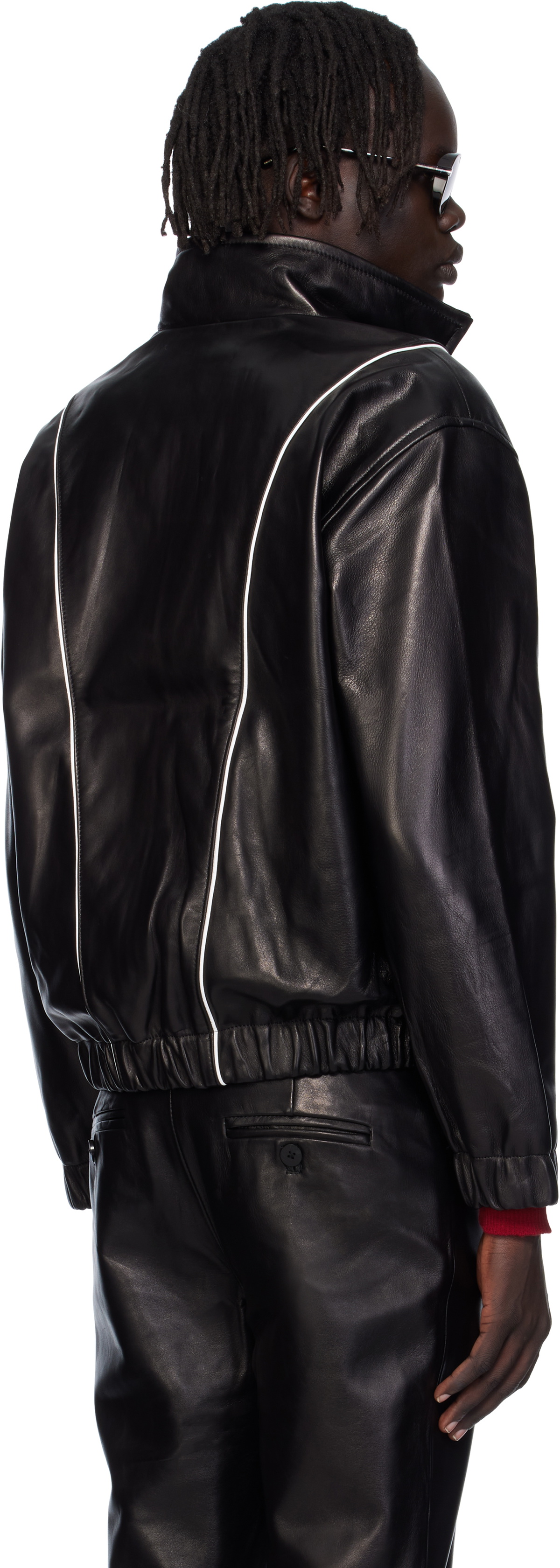 Ernest W. Baker Black Leather Track Jacket Ernest W. Baker