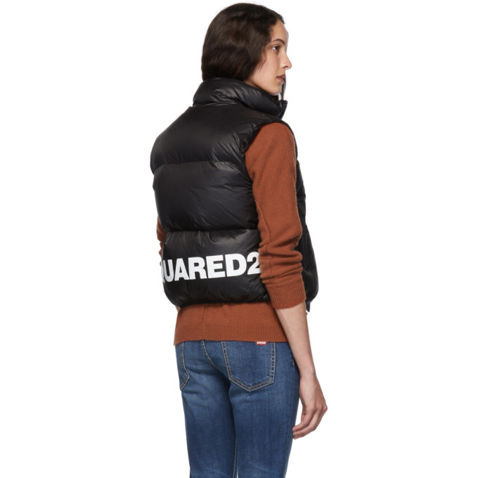 Dsquared2 Black Nylon Logo Puffer Vest Dsquared2