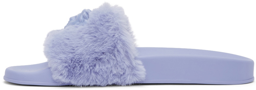 Versace Purple Fleece 'La Medusa' Slides Versace