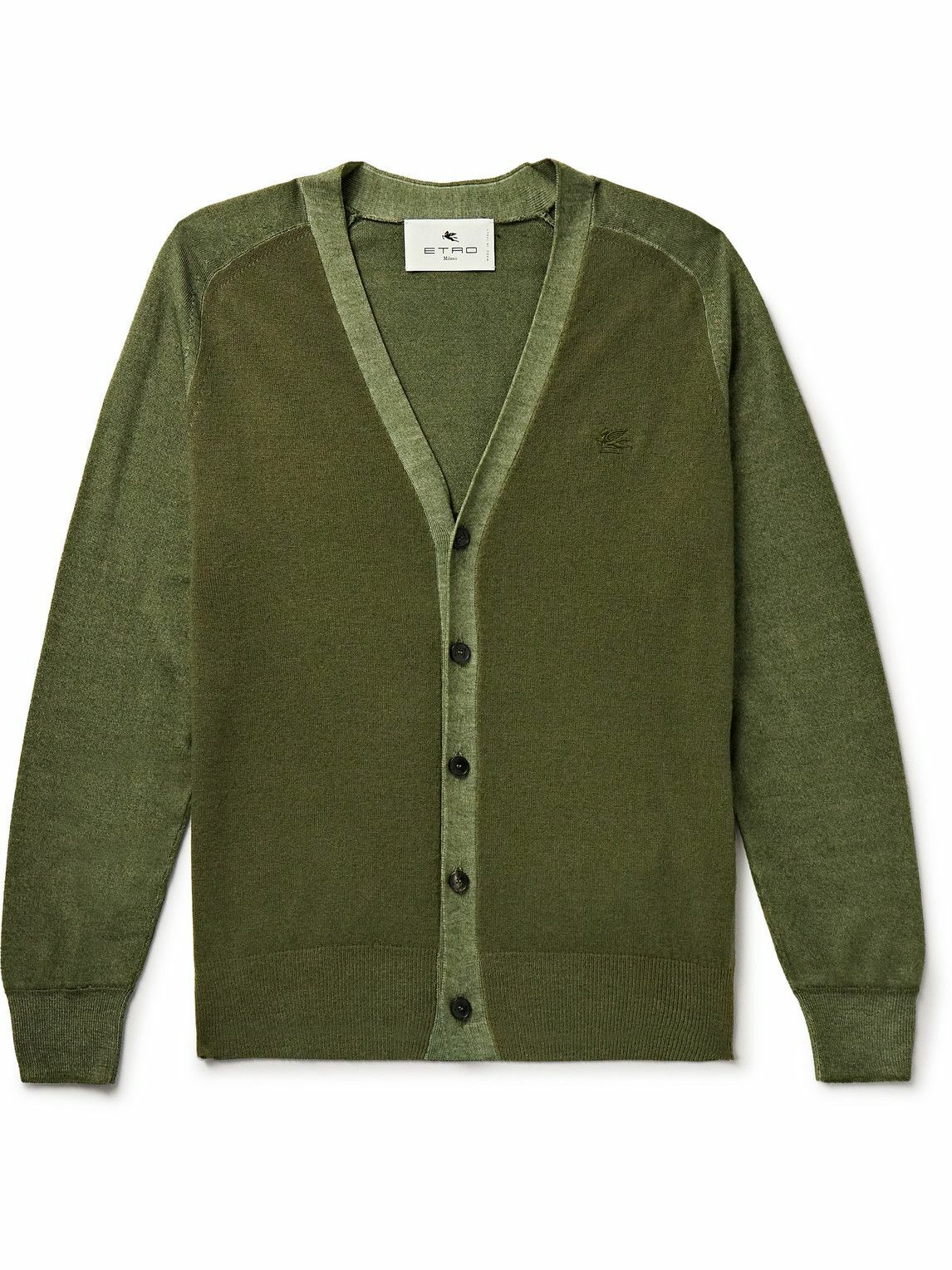 Etro - Slim-Fit Logo-Embroidered Colur-Block Virgin Wool Cardigan ...