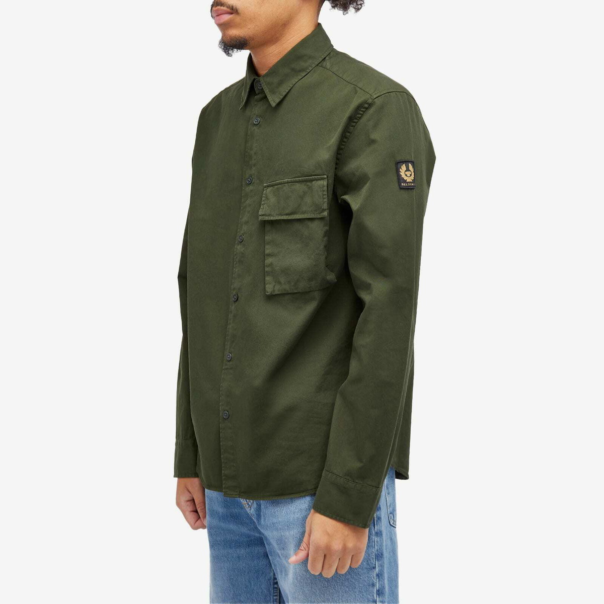 Belstaff Men's Scale Garment Dyed Shirt in Green Belstaff