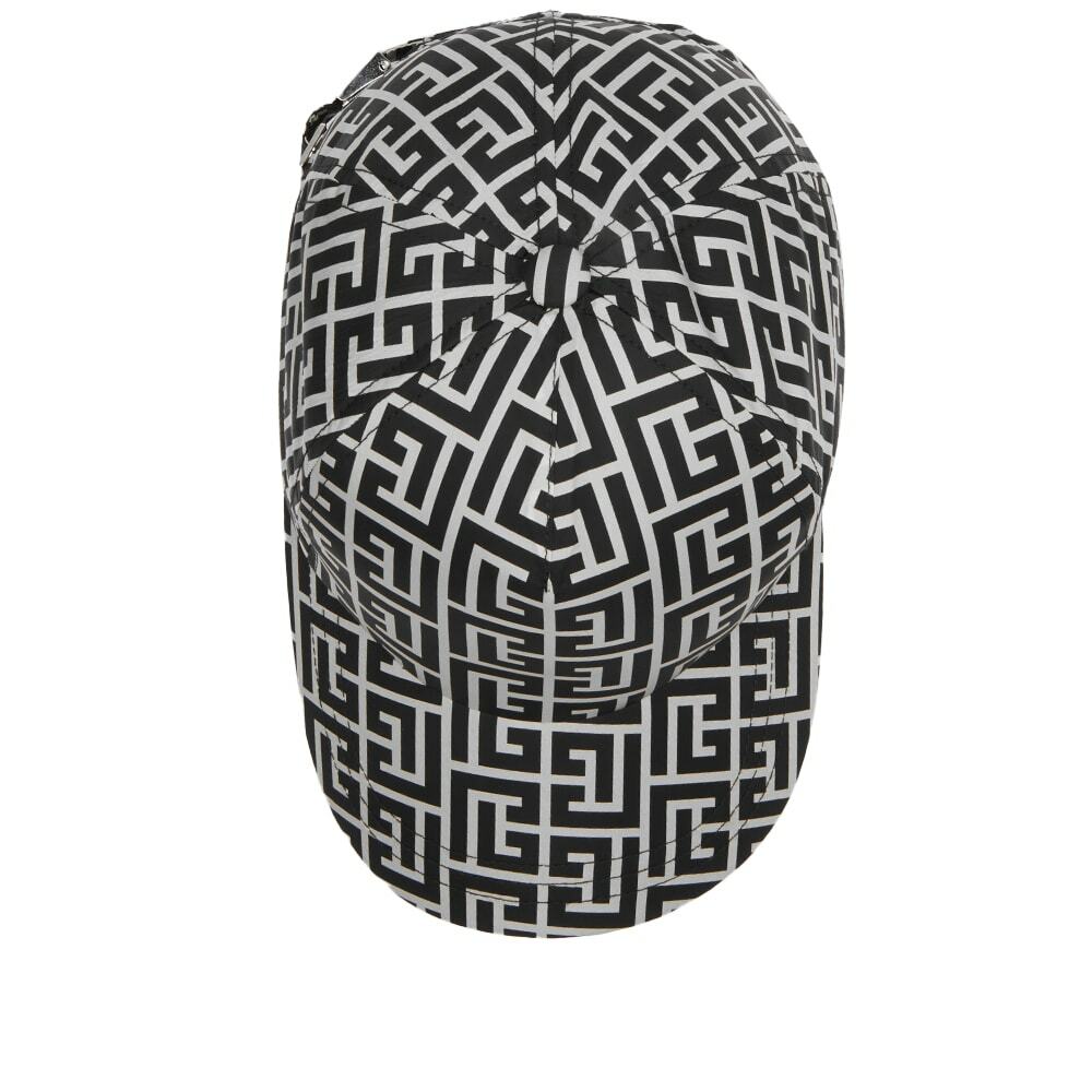 Balmain Men's Monogram Nylon Cap in Ivory/Black Balmain
