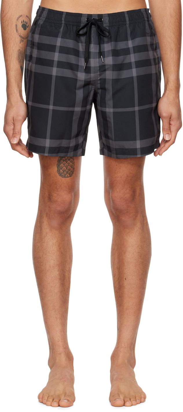 Burberry Black Check Swim Shorts Burberry