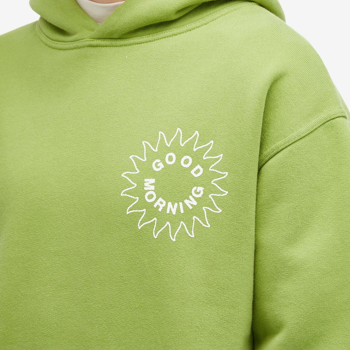Good Morning Tapes Men's Sun Logo Hoodie in Leaf Good Morning Tapes