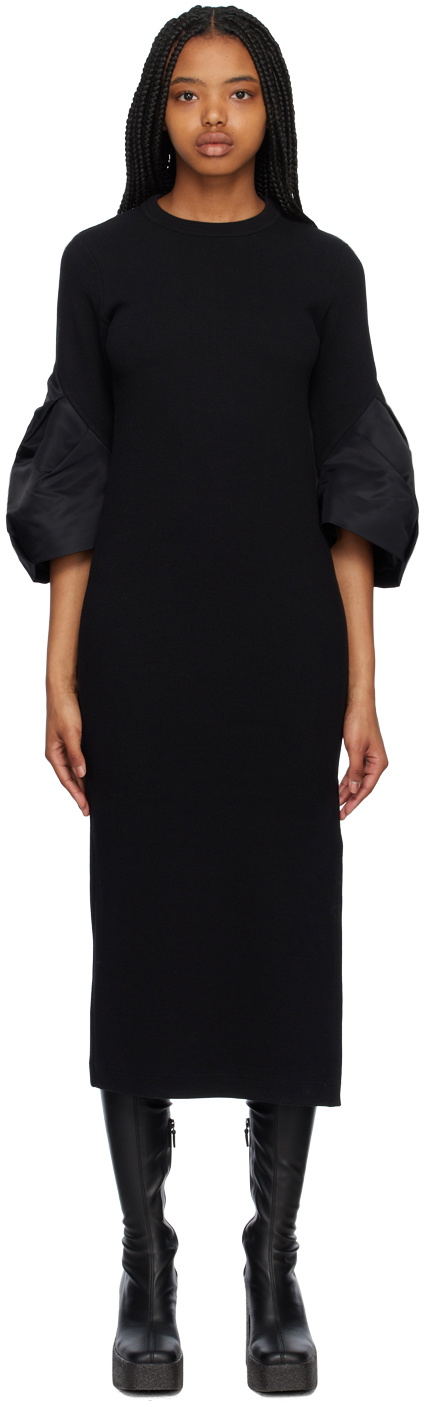 sacai Black Mix Midi Dress Sacai