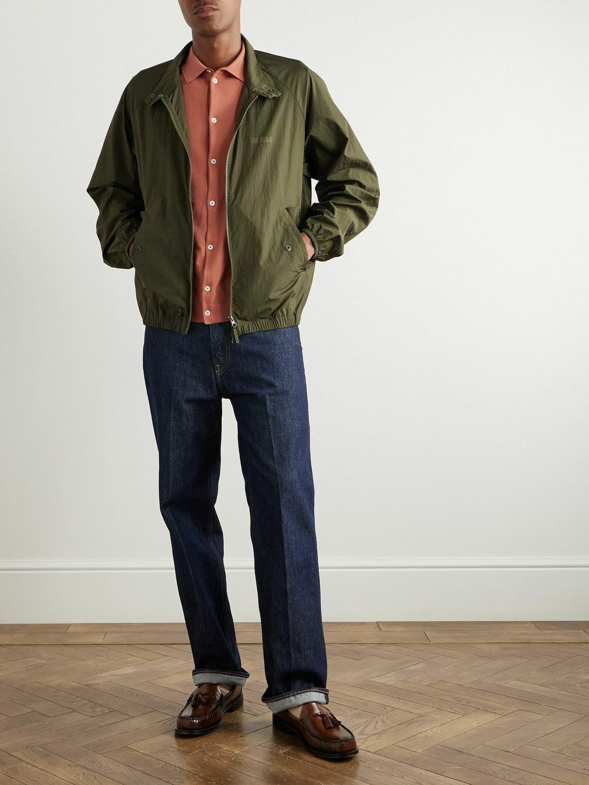 Baracuta - G9 Logo-Print Shell Harrington Jacket - Green Baracuta