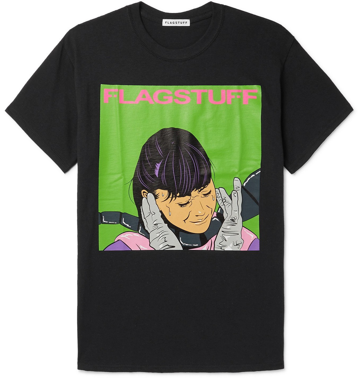 Flagstuff - Dream and Reality Printed Cotton-Jersey T-Shirt - Black Flagstuff