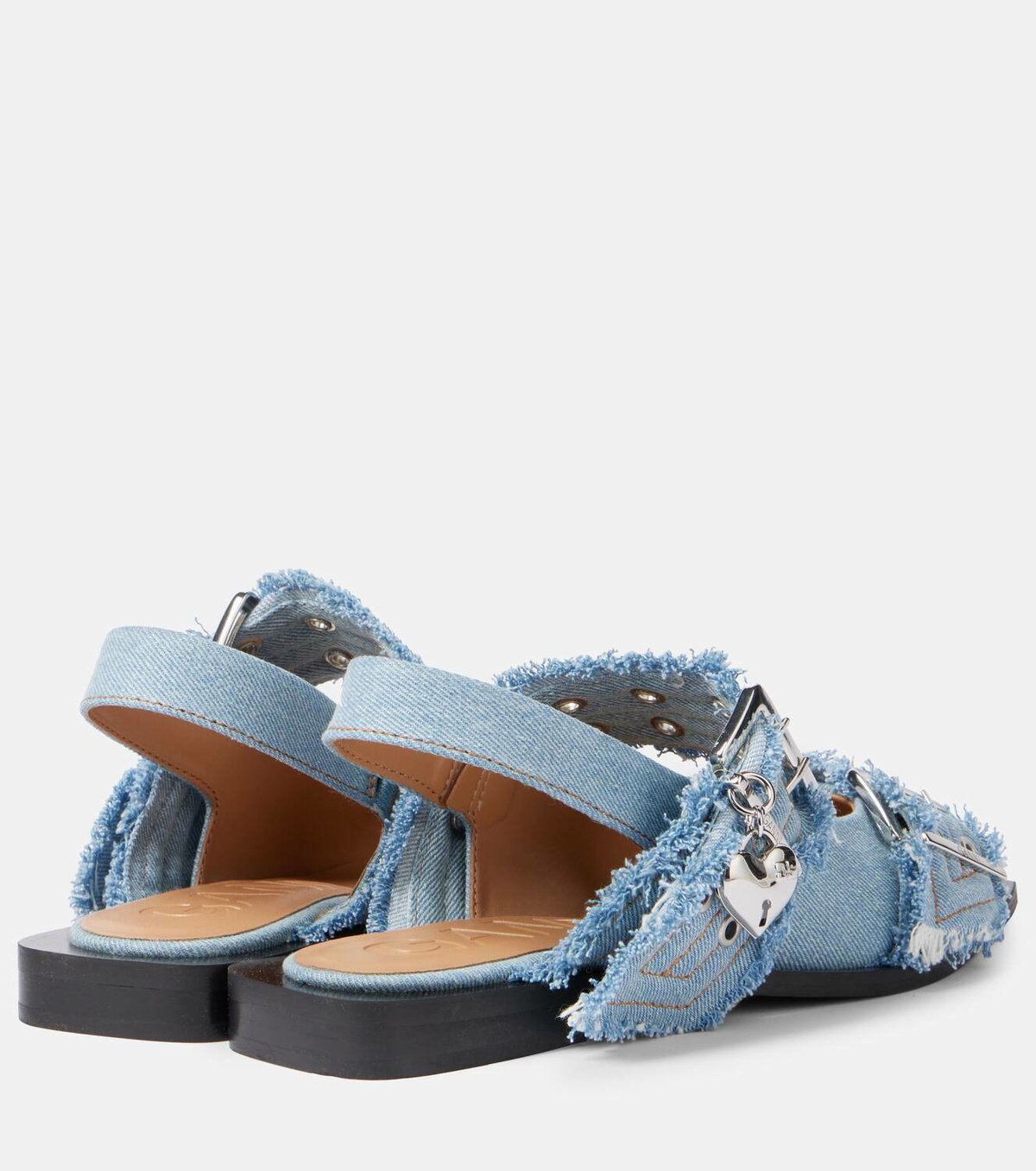 Ganni Feminine Buckle denim ballet flats GANNI