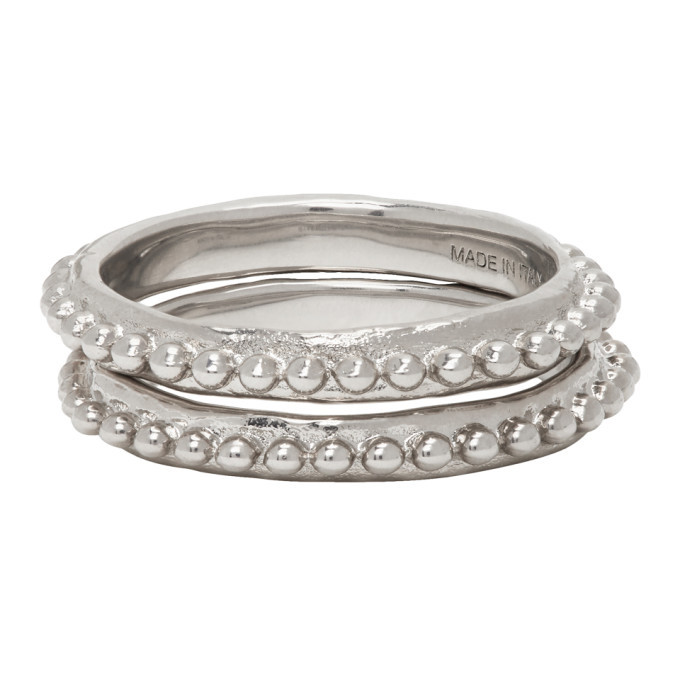 Givenchy Silver Small Beaded Ring Set Givenchy