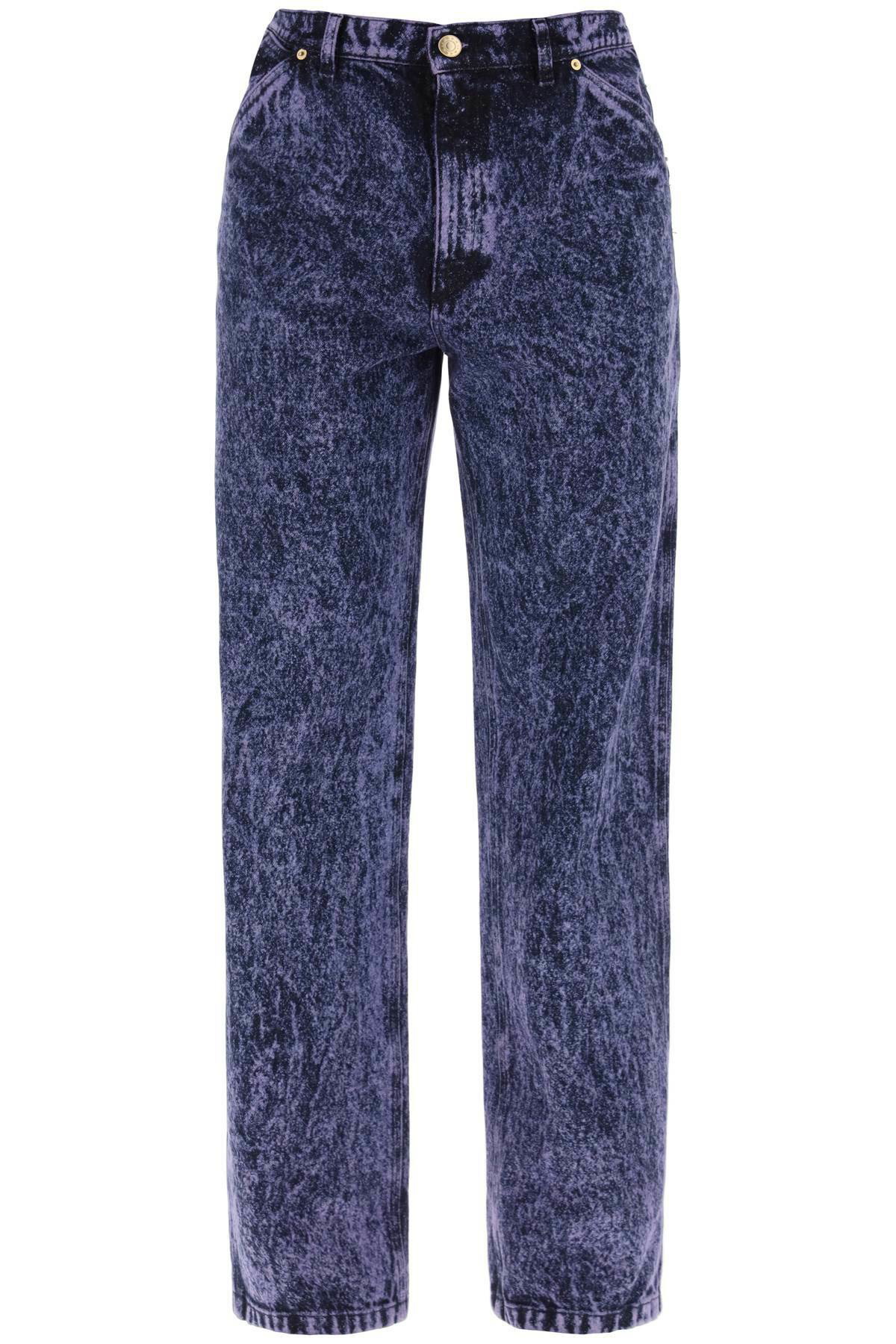 MARNI loose marbleized denim jeans in Purple Marni