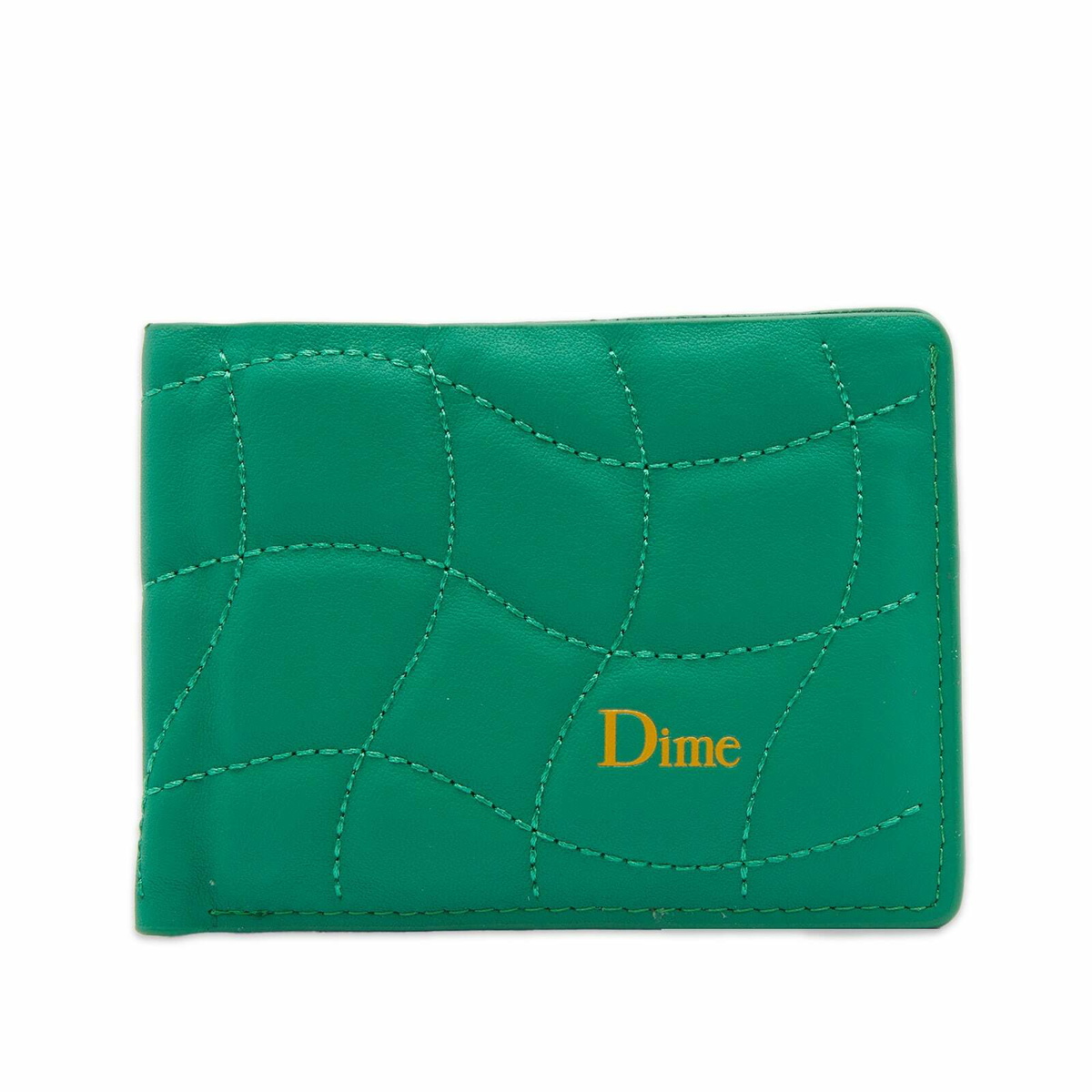 Dime Men's Quilted Leather Bifold Wallet in Grass Dime