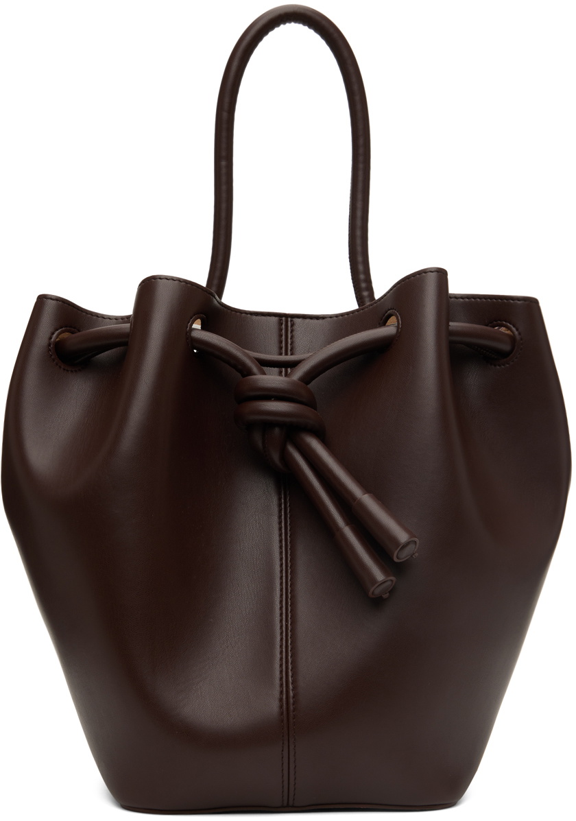 Nanushka Brown Medium Vegan Leather Elongated Bucket Bag Nanushka