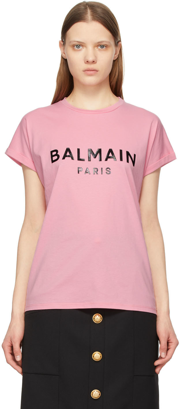 Balmain Pink Logo T-Shirt Balmain
