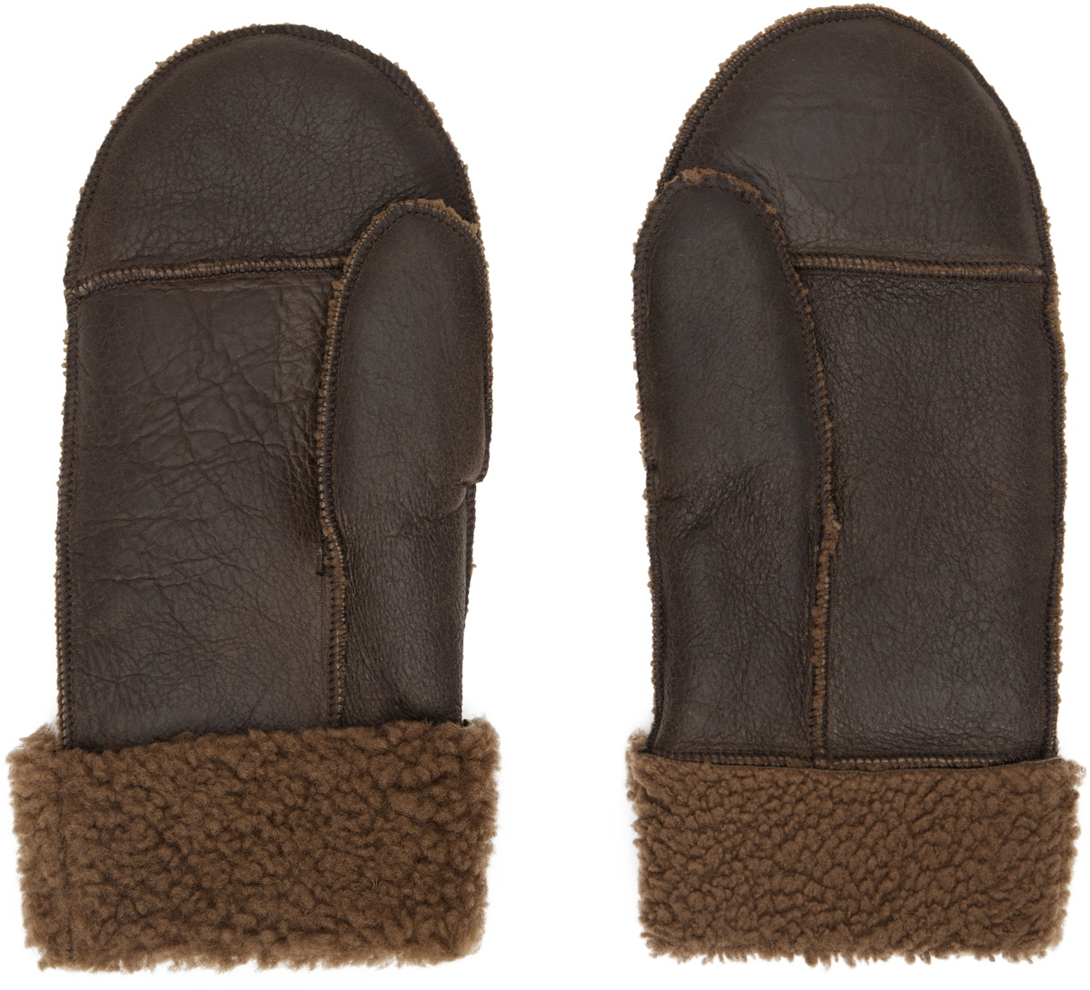 OUR LEGACY Brown Shearling Mittens Our Legacy