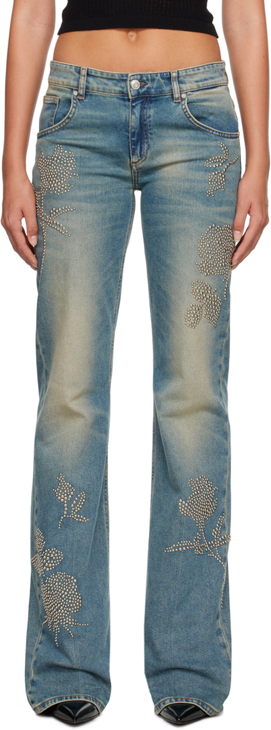 Blumarine Blue Studded Jeans Blumarine