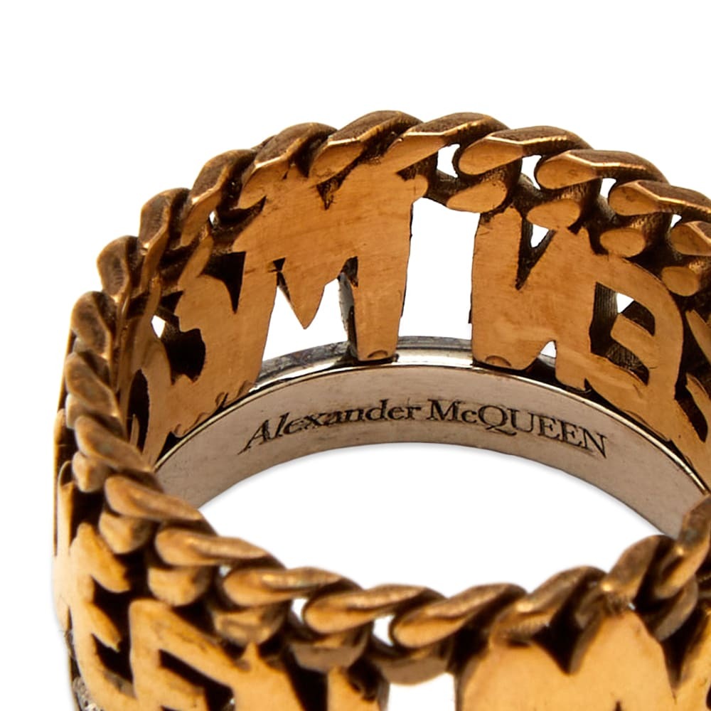 Alexander McQueen Women's Graffiti Logo Ring in Greige Alexander McQueen