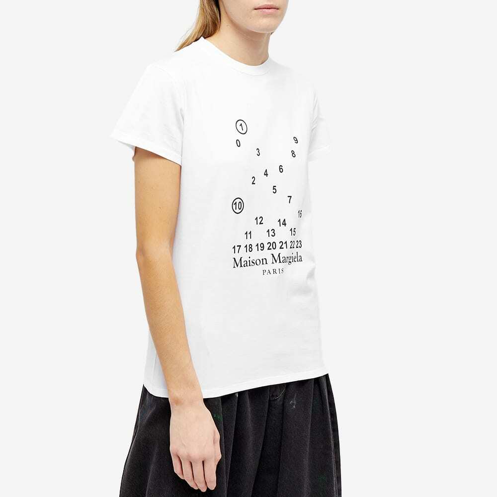 Maison Margiela Women's Boxy Numbers Logo T-Shirt in White Maison Margiela