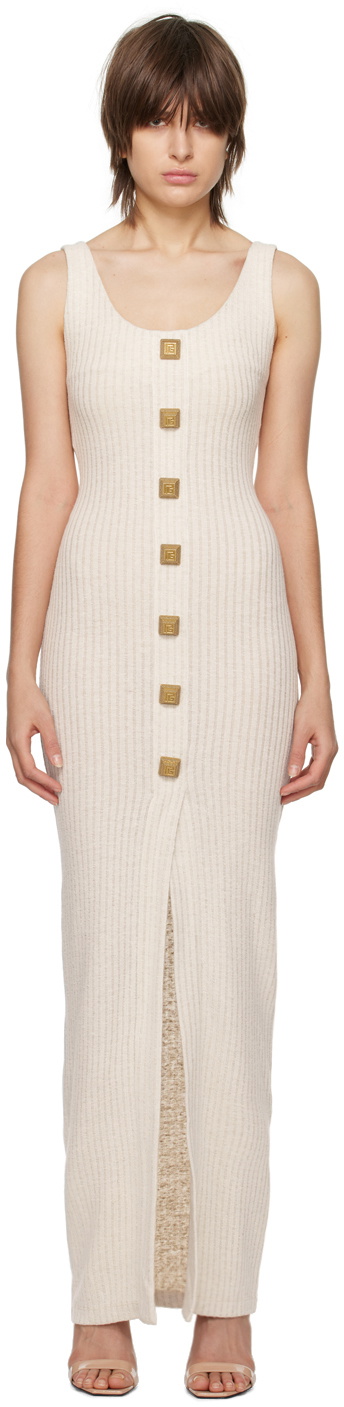 Balmain Beige Scoop Maxi Dress Balmain