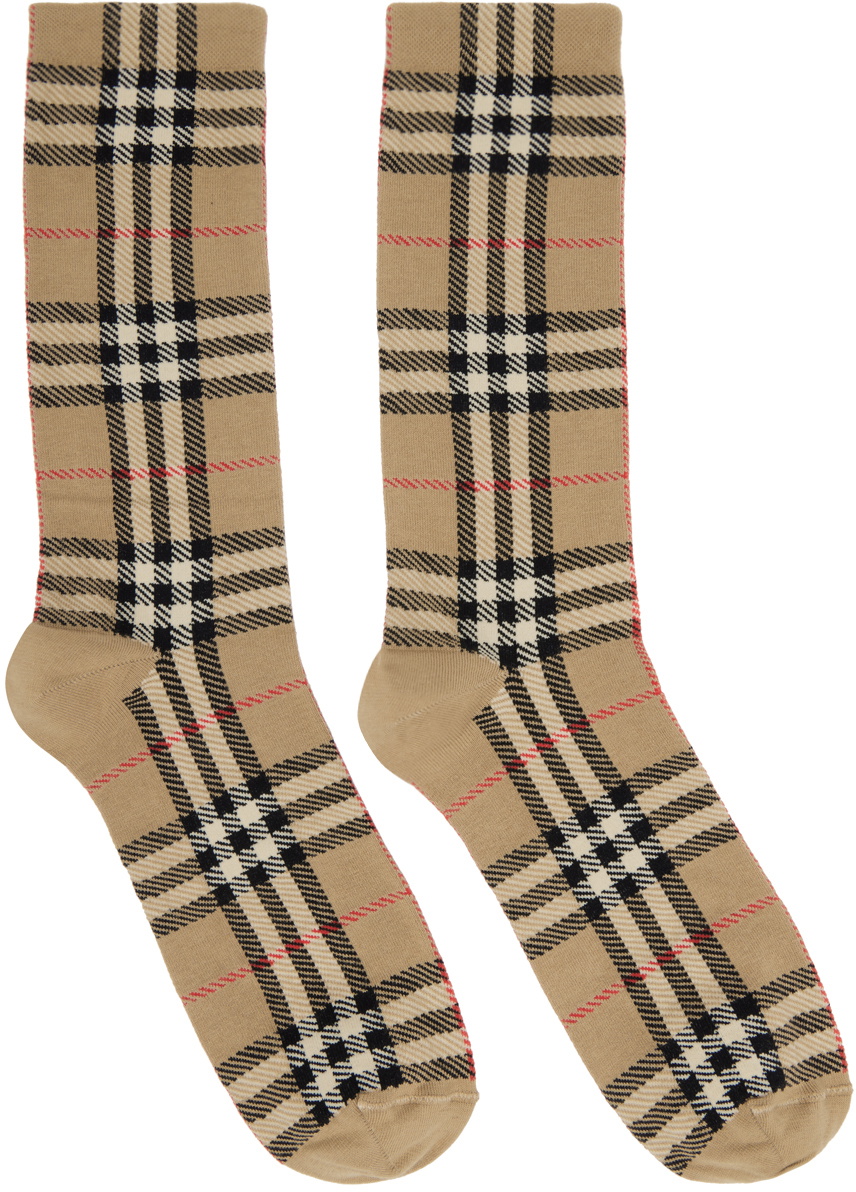Burberry Beige Vintage Check Socks Burberry