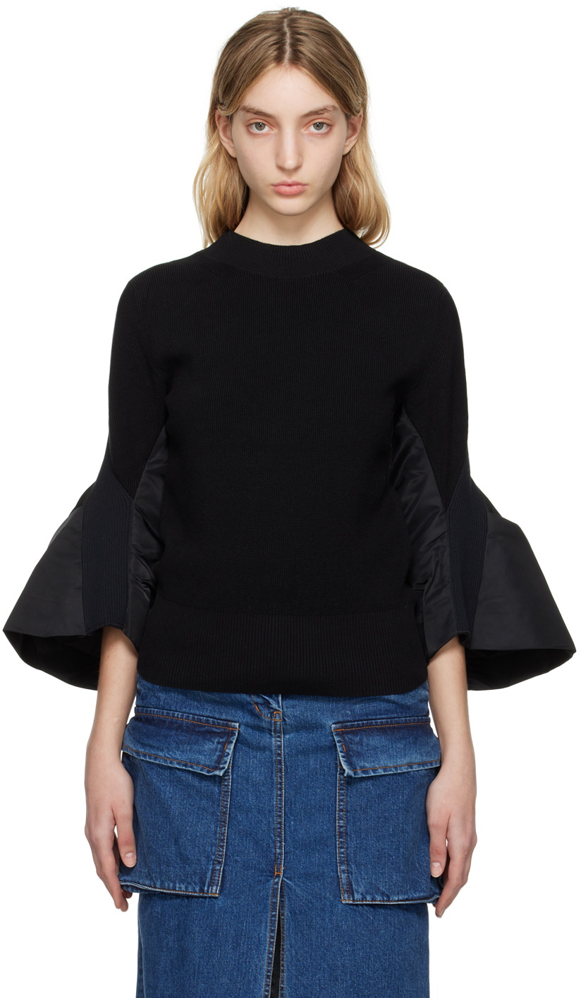 sacai Black Gathered Sweater Sacai