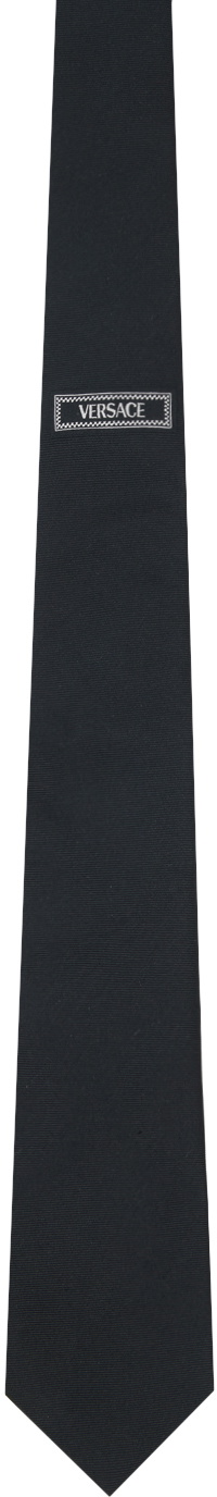 Versace Black 90s Vintage Logo Tie Versace
