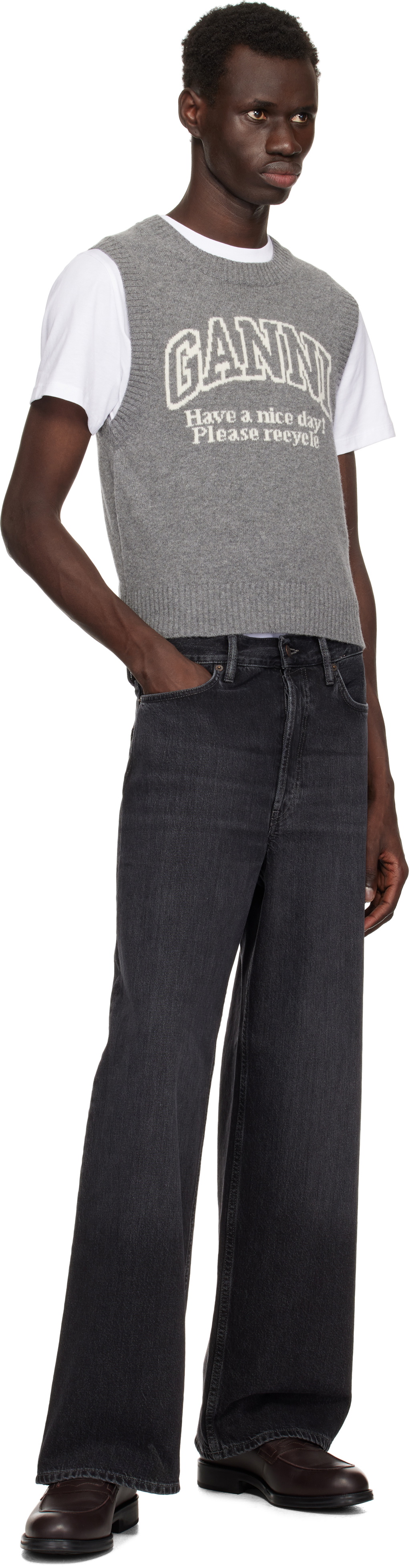 GANNI Gray Graphic Vest GANNI