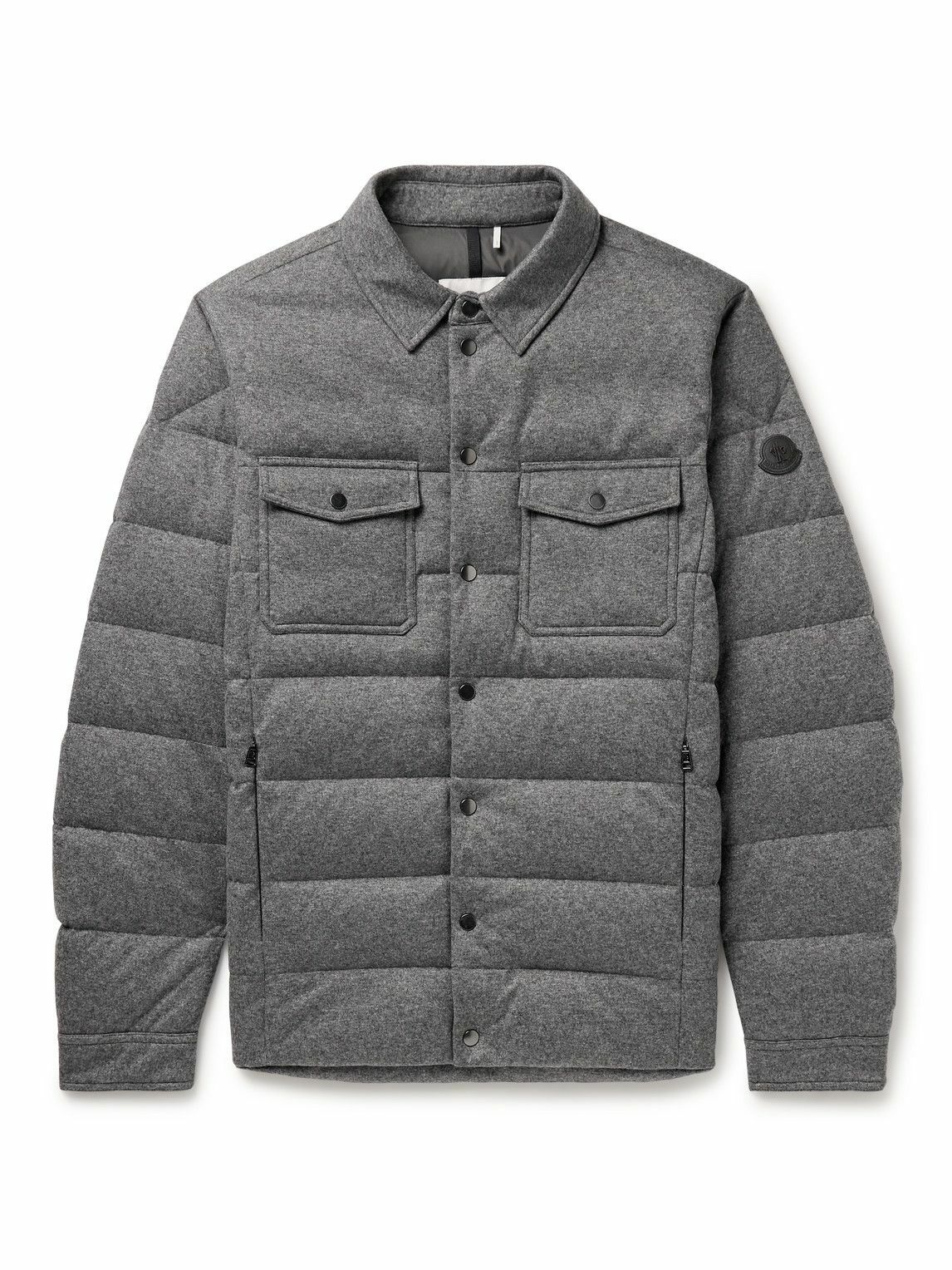 Moncler - Logo-Appliqued Quilted Cashmere-Blend Down Jacket - Gray Moncler