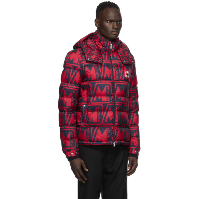 Moncler Red and Navy Down Frioland Guibbotto Jacket Moncler