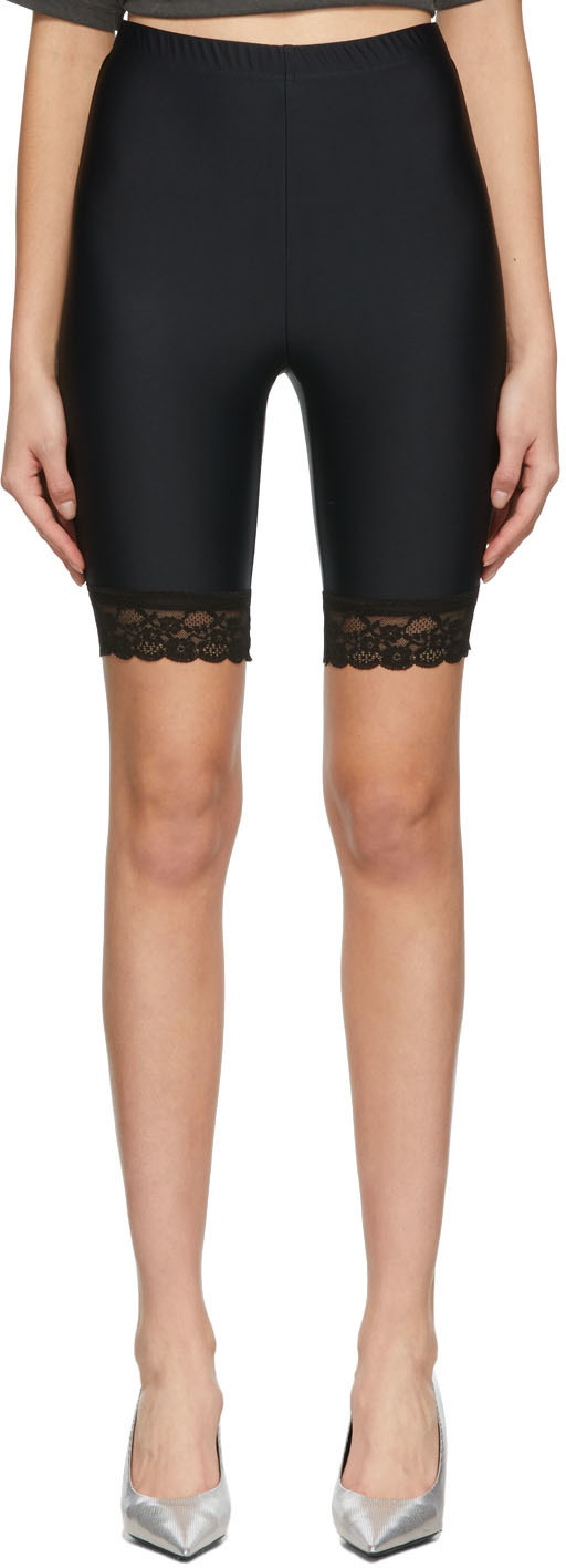 Pushbutton Black Lace Hem Bike Shorts Pushbutton