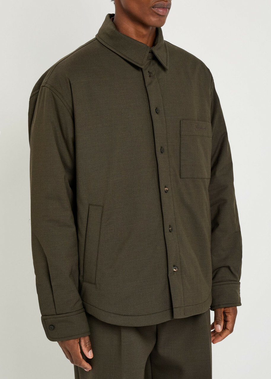 Jacquemus La Chemise Boulanger Quilted Stretch-wool Jacket Khaki Jacquemus