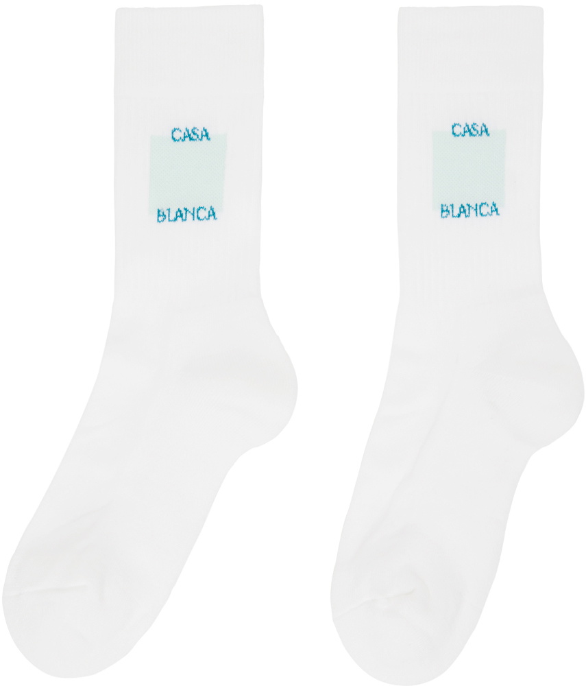 Casablanca White & Blue Casa Logo Socks Casablanca