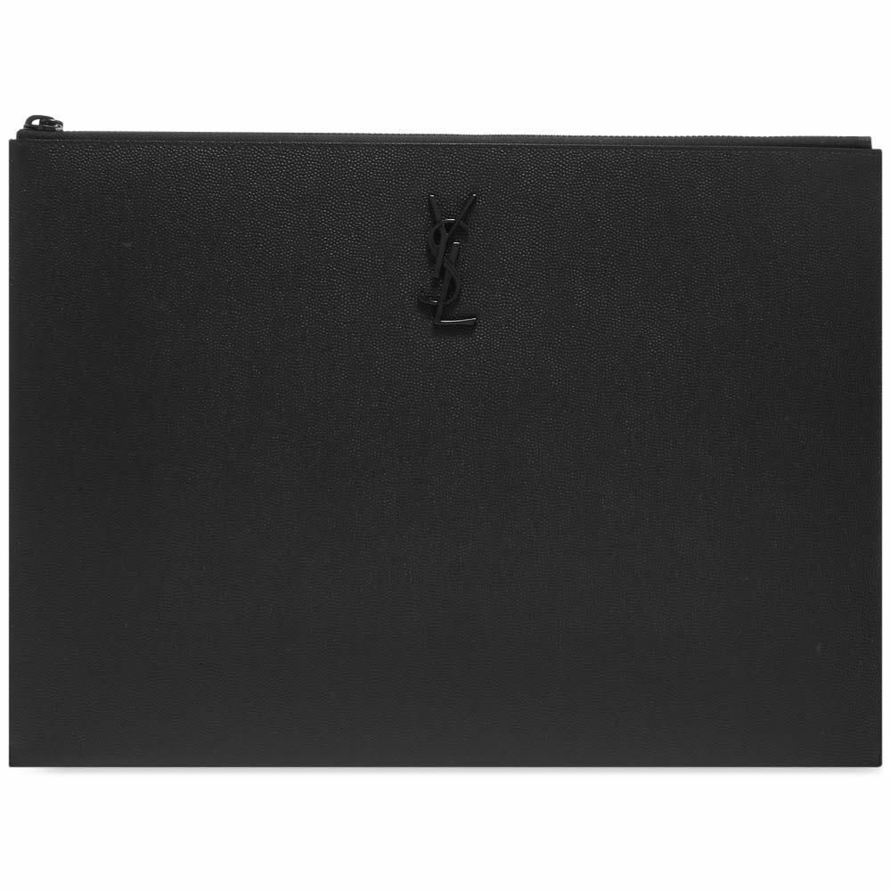 Saint Laurent Men's YSL Metal Logo Document Holder in Black/Black Saint ...