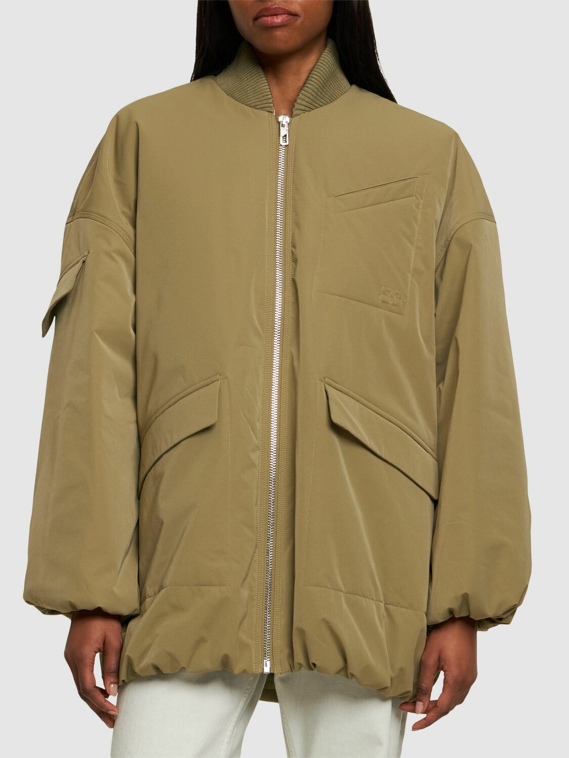 GANNI - Light Twill Oversized Bomber Jacket GANNI