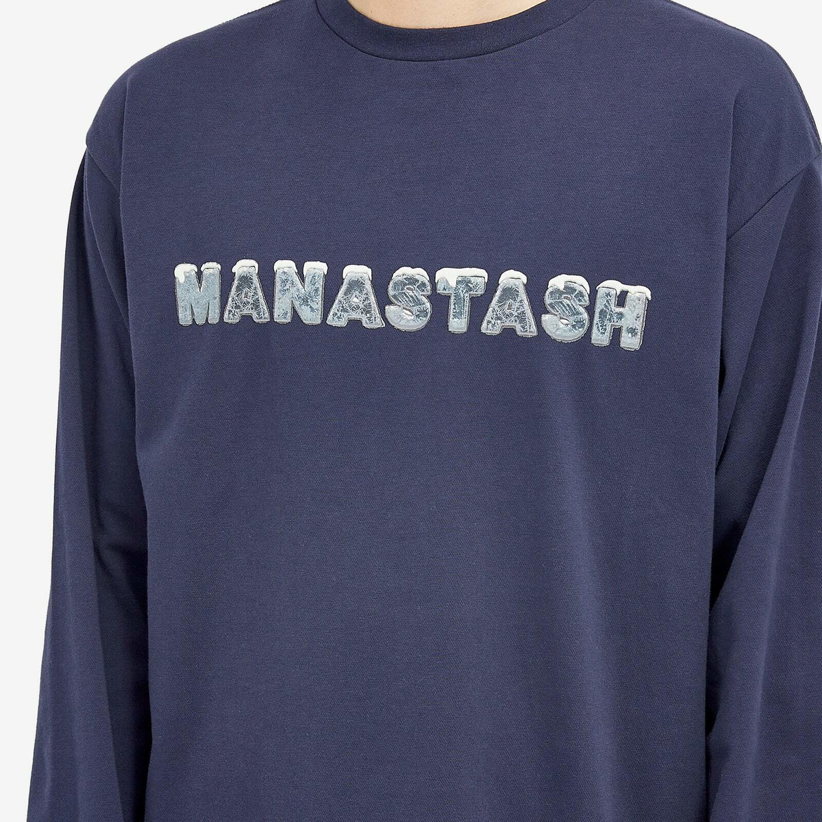 Manastash Men's Long Sleeve Ice Logo T-Shirt in Navy Manastash