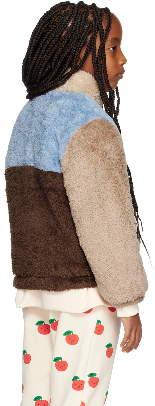TINYCOTTONS Kids Brown & Gray Color Block Jacket TINYCOTTONS