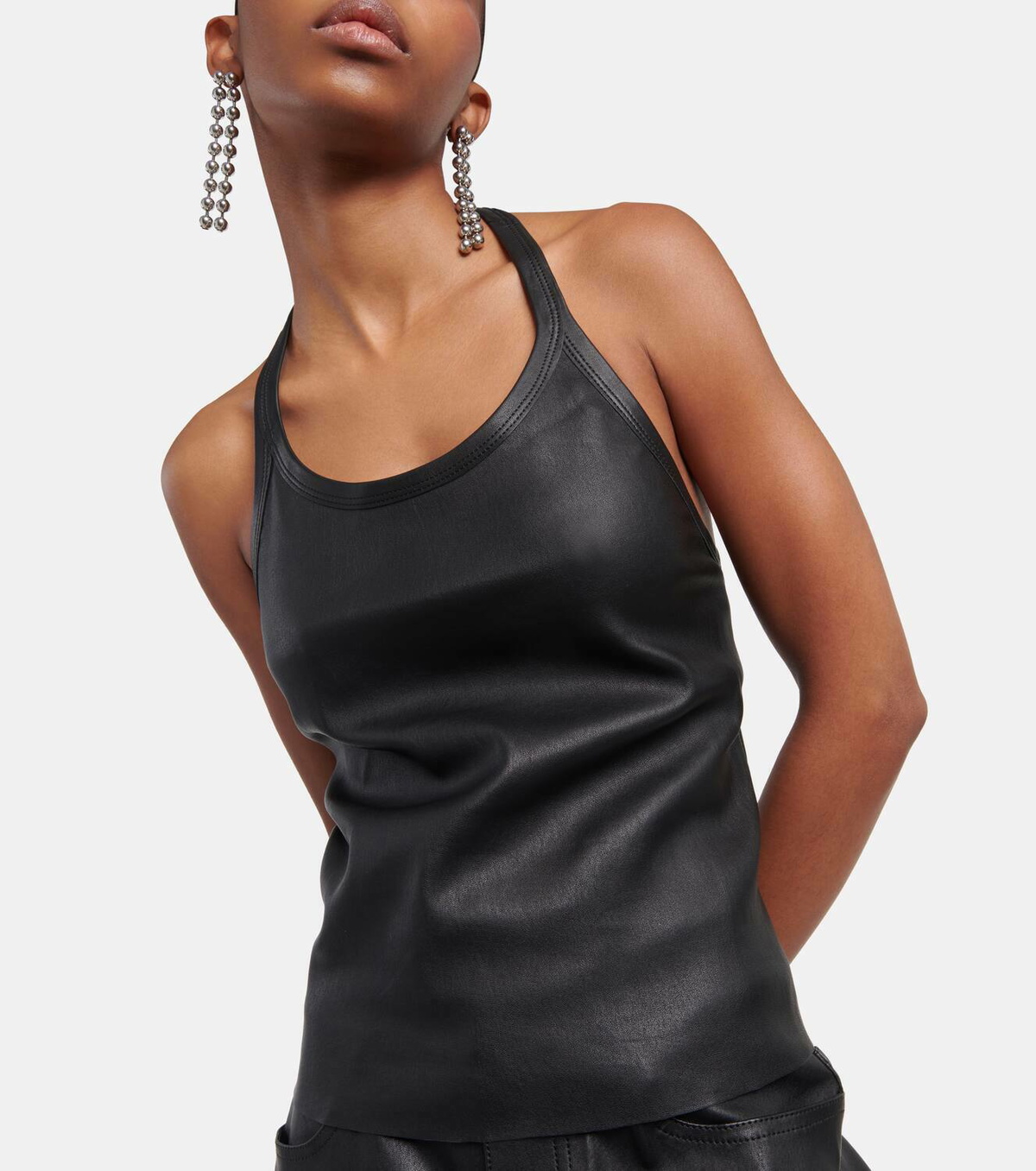 Stouls Cherry halterneck leather top Stouls