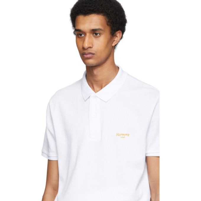 Harmony White Cursive Logo Polo Harmony