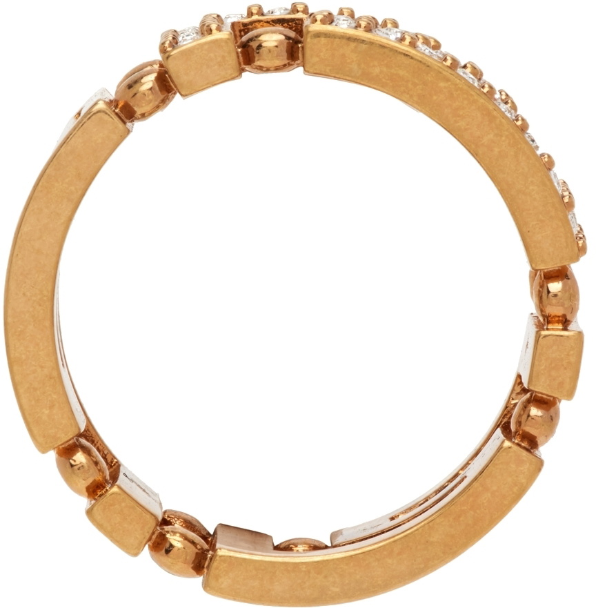 Versace Gold Crystal Greca Ring Versace