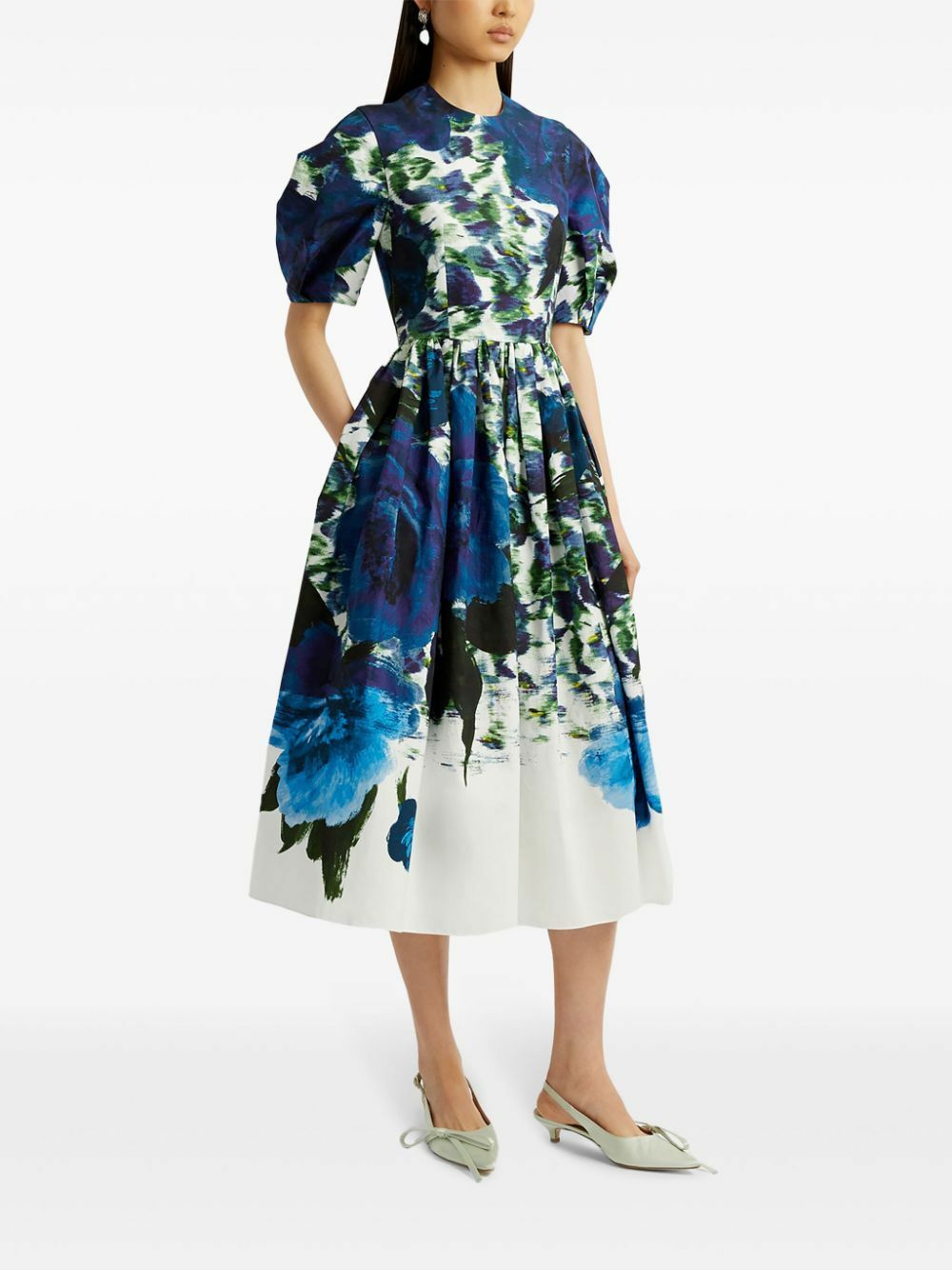 ERDEM White Floral-Print Cotton Dress Erdem