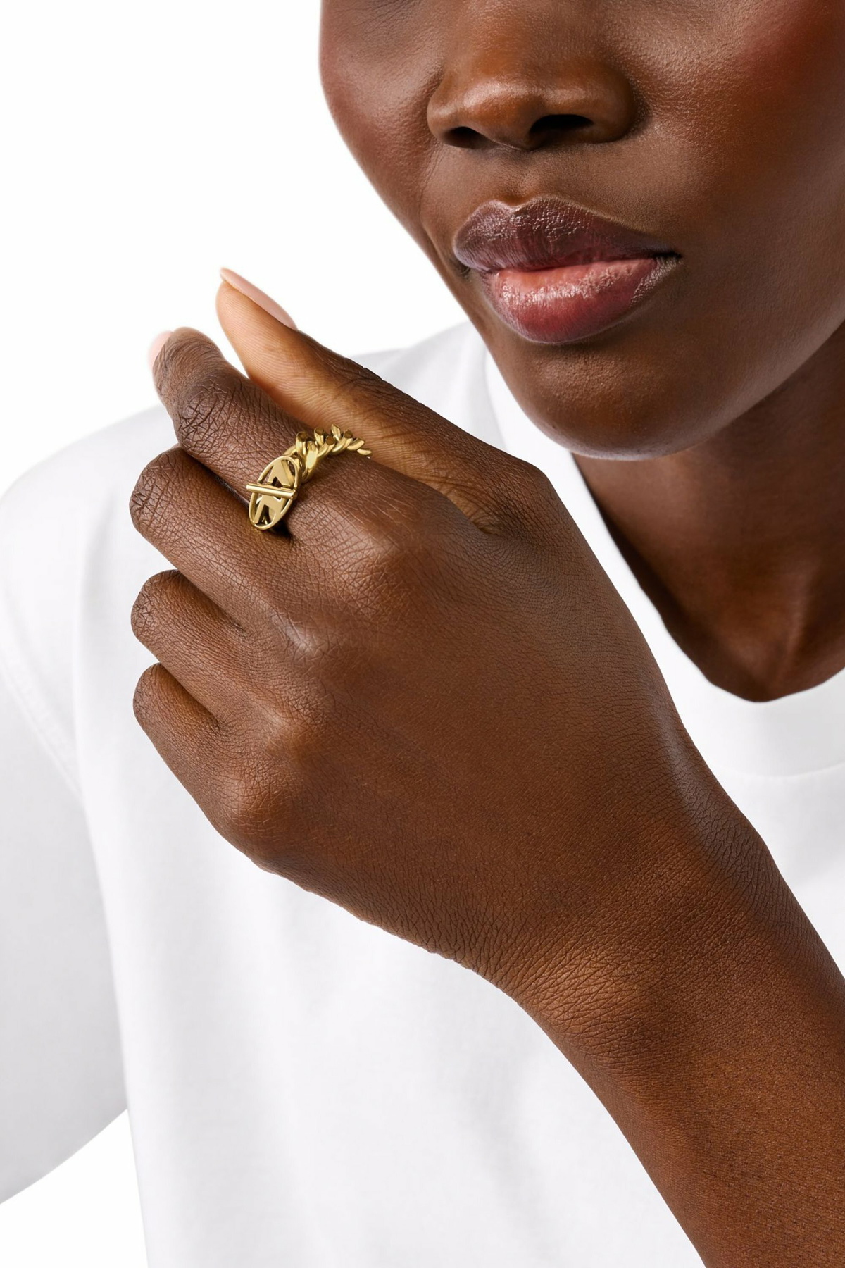 Diesel Gold-Tone Stainless Steel Soft Chain Ring - Rings - Unisex - Oro ...