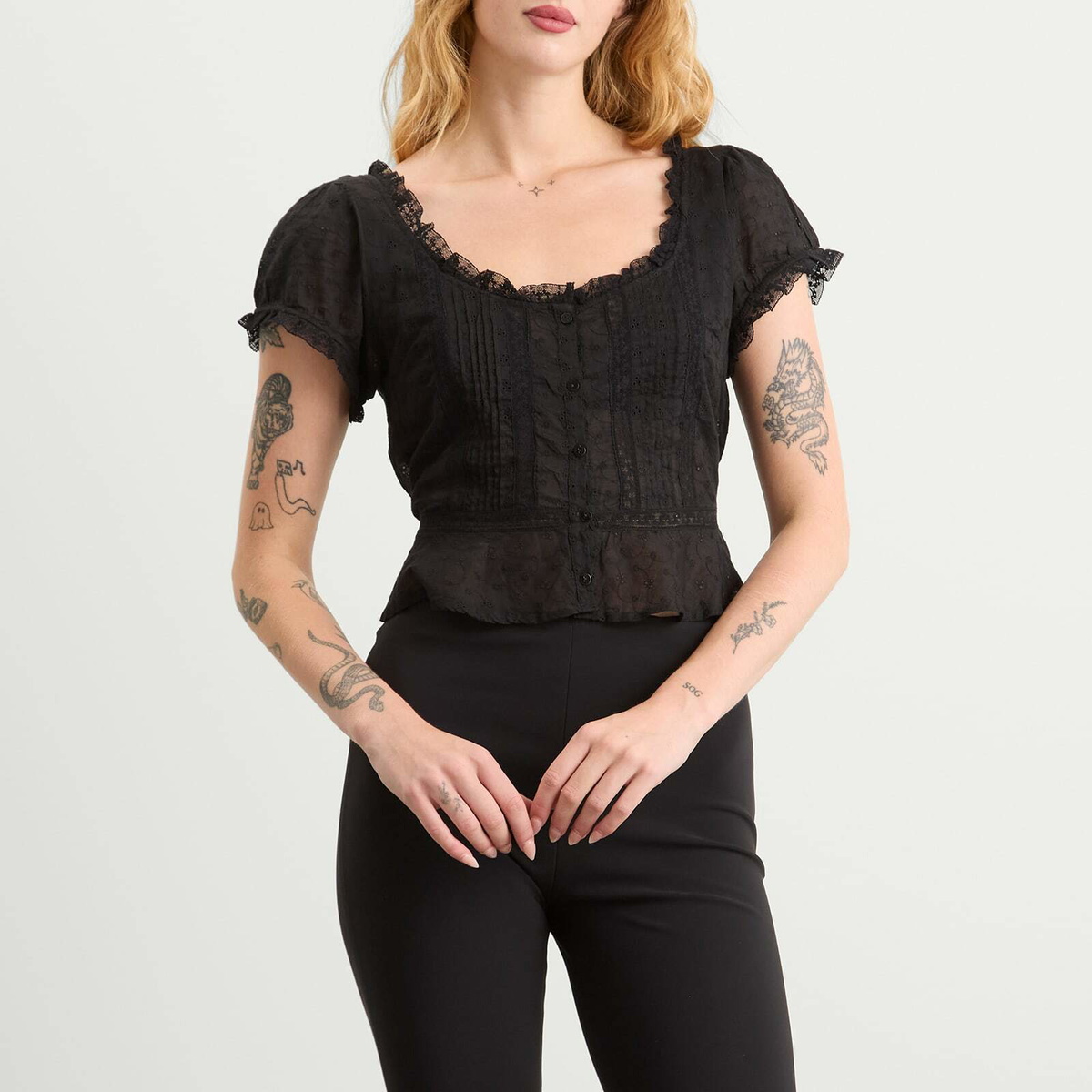 RIXO Women's Sandi Top in Black Rixo