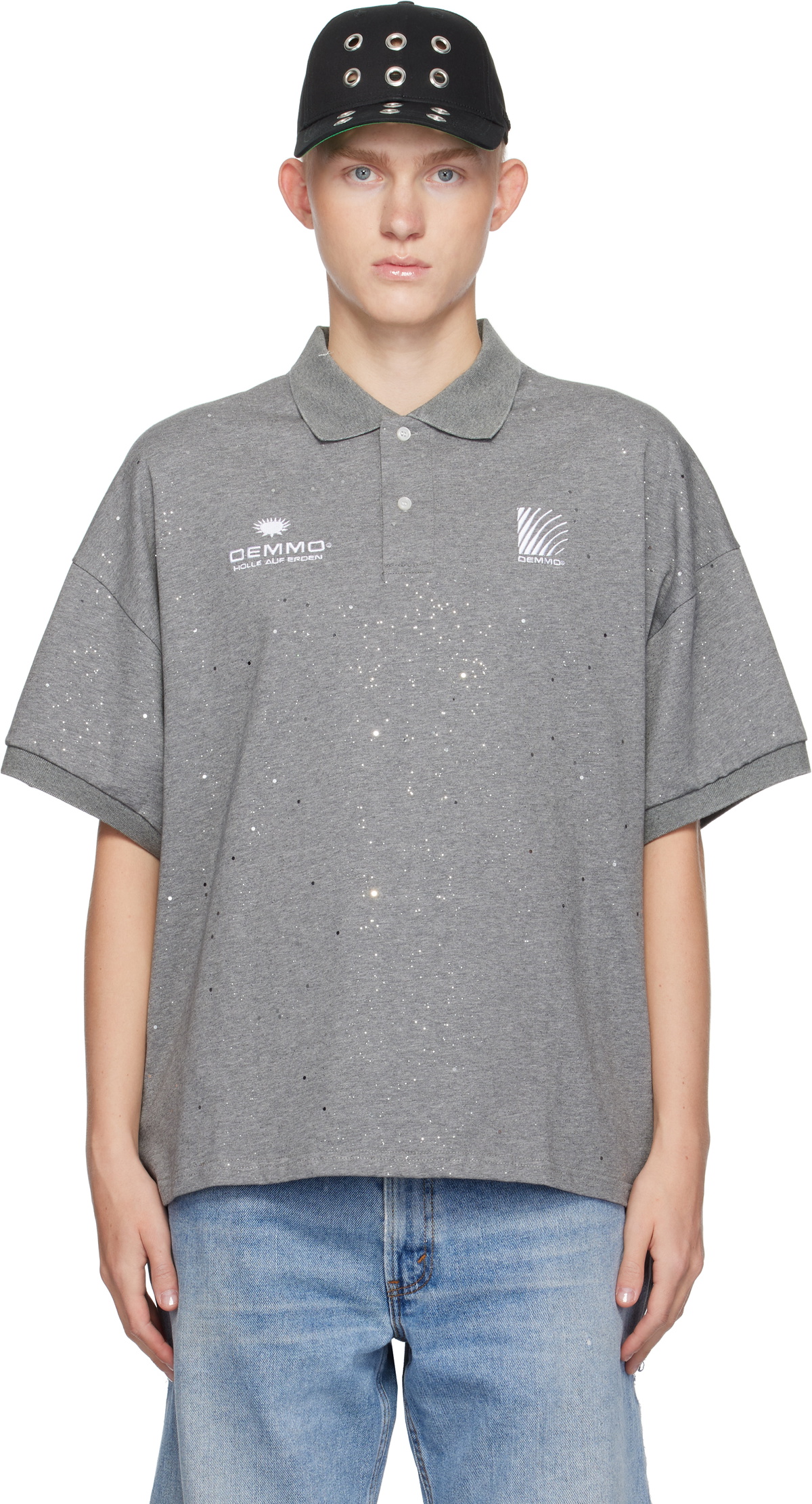 DEMMO Gray Glitter Polo