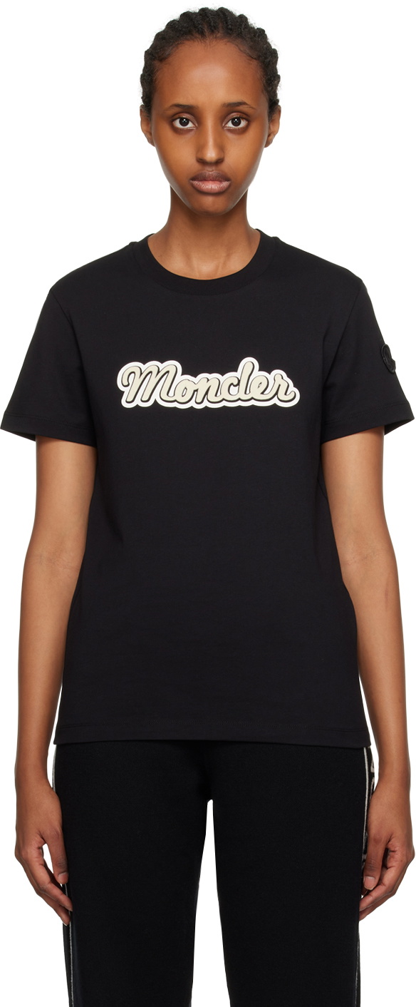 Moncler Black Flocked T-Shirt Moncler