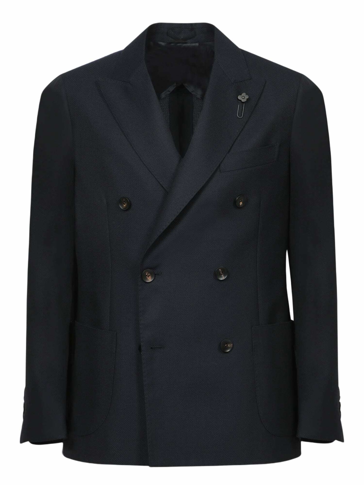 Lardini Double-breasted Wool Black Jacket Lardini