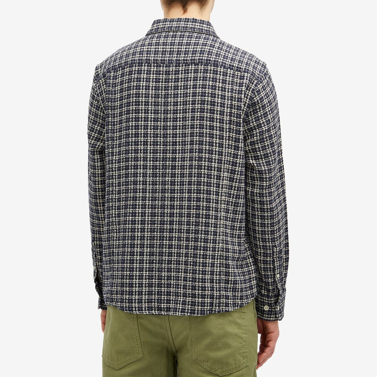 Corridor Men's Reverse Tweed Snow Check Shirt in Blue Corridor