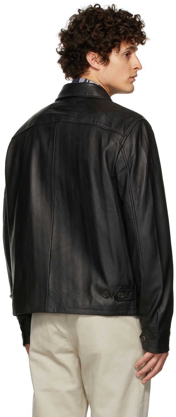 Polo Ralph Lauren Black Leather Embroidered Jacket Polo Ralph Lauren